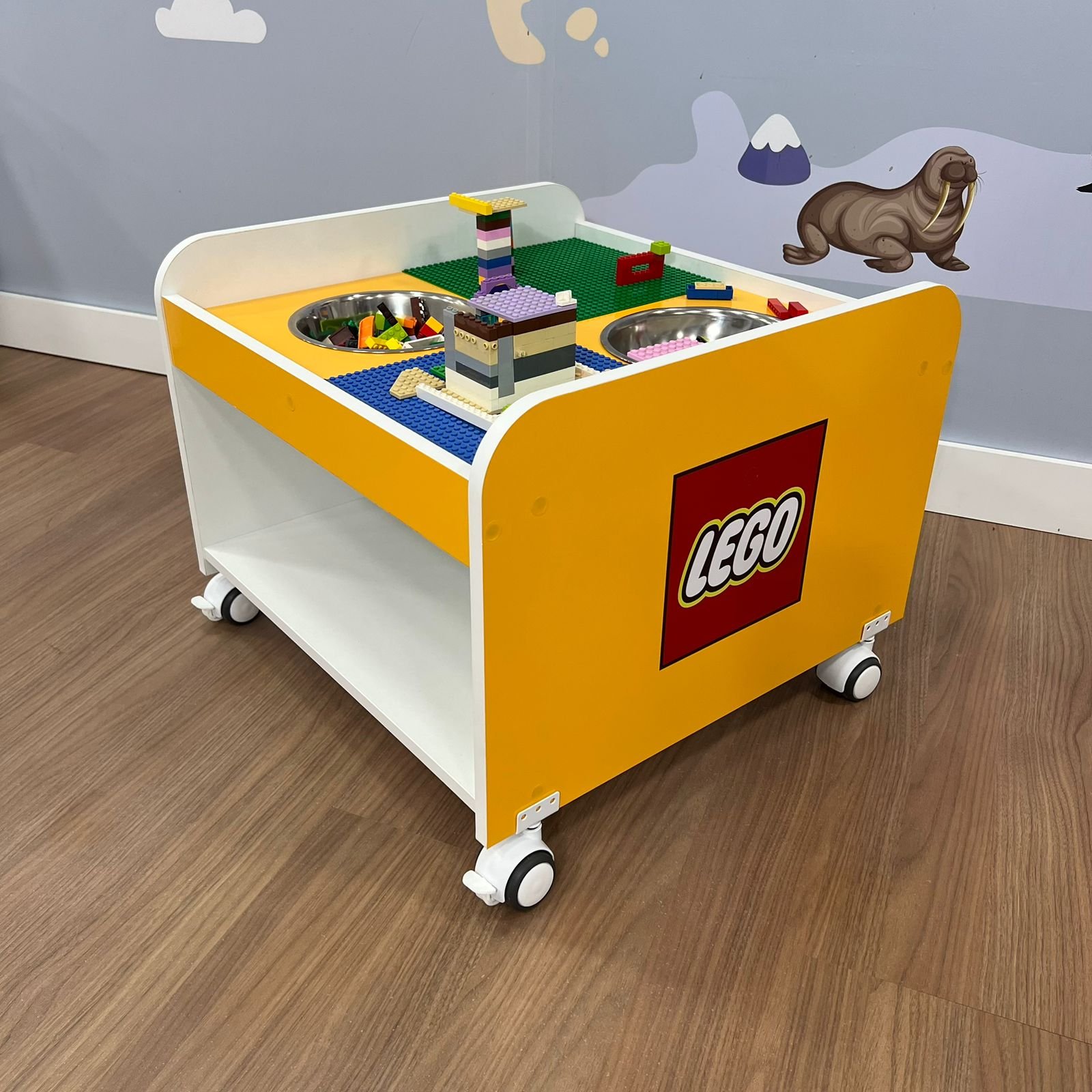 Mesa Infantil Montagem Lego Pequena Com Tema